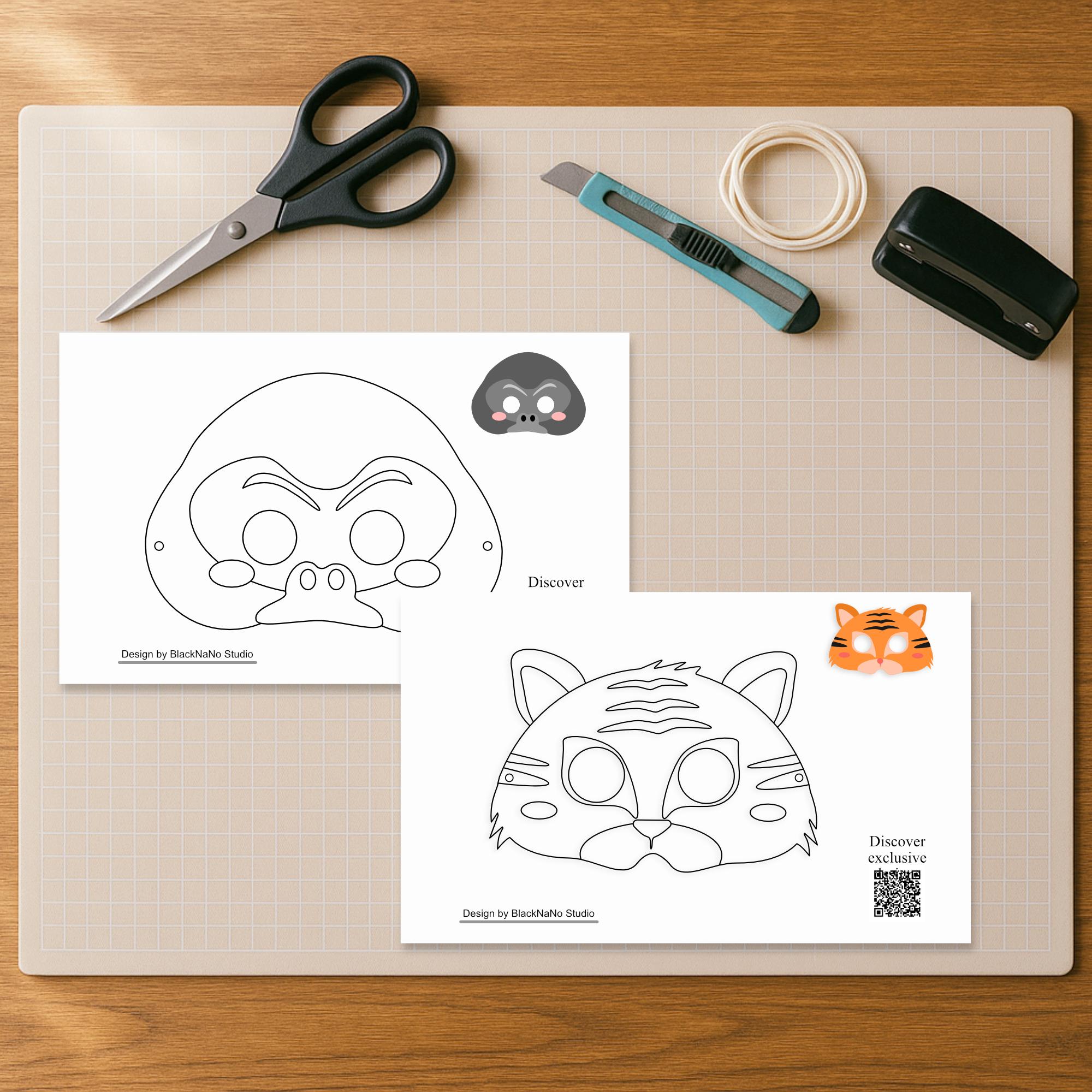 Safari Animal Coloring Masks Printable | Kids Craft Activity DIY Safari ...
