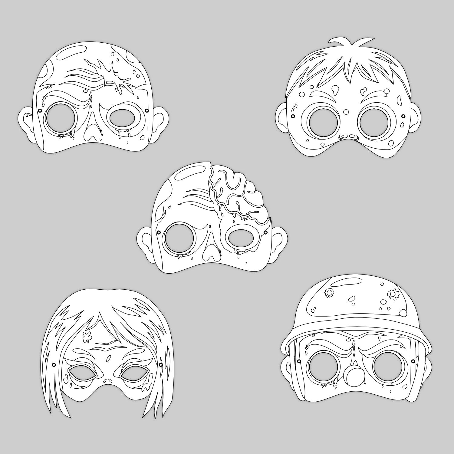 Zombie Mask Bundle – Printable PDF | Fun DIY Halloween Activity - Etsy