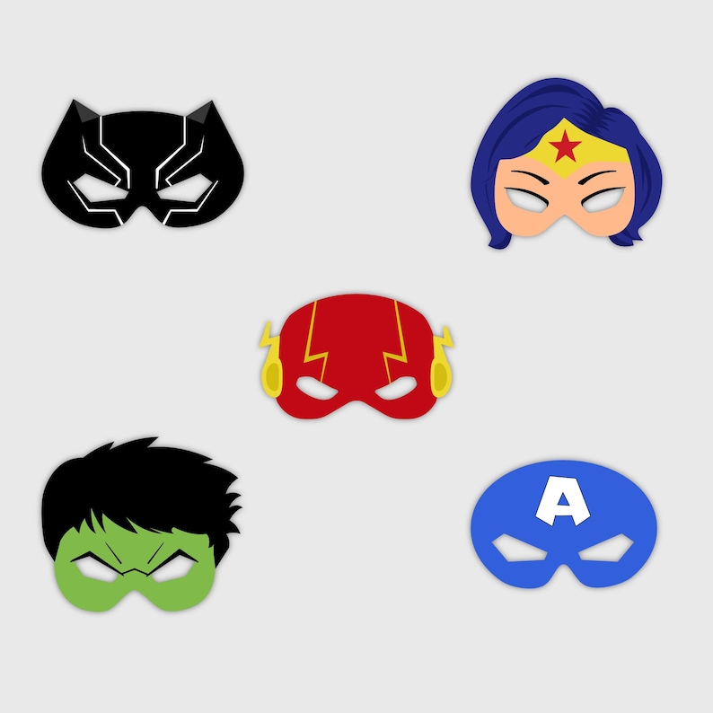 Super Hero Masks Printable: Kids' Costume Party Masks (PDF Download) - Etsy