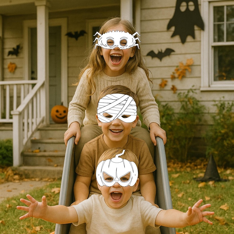 Coloring Halloween Masks for Kids – Printable PDF | Fun DIY Halloween ...
