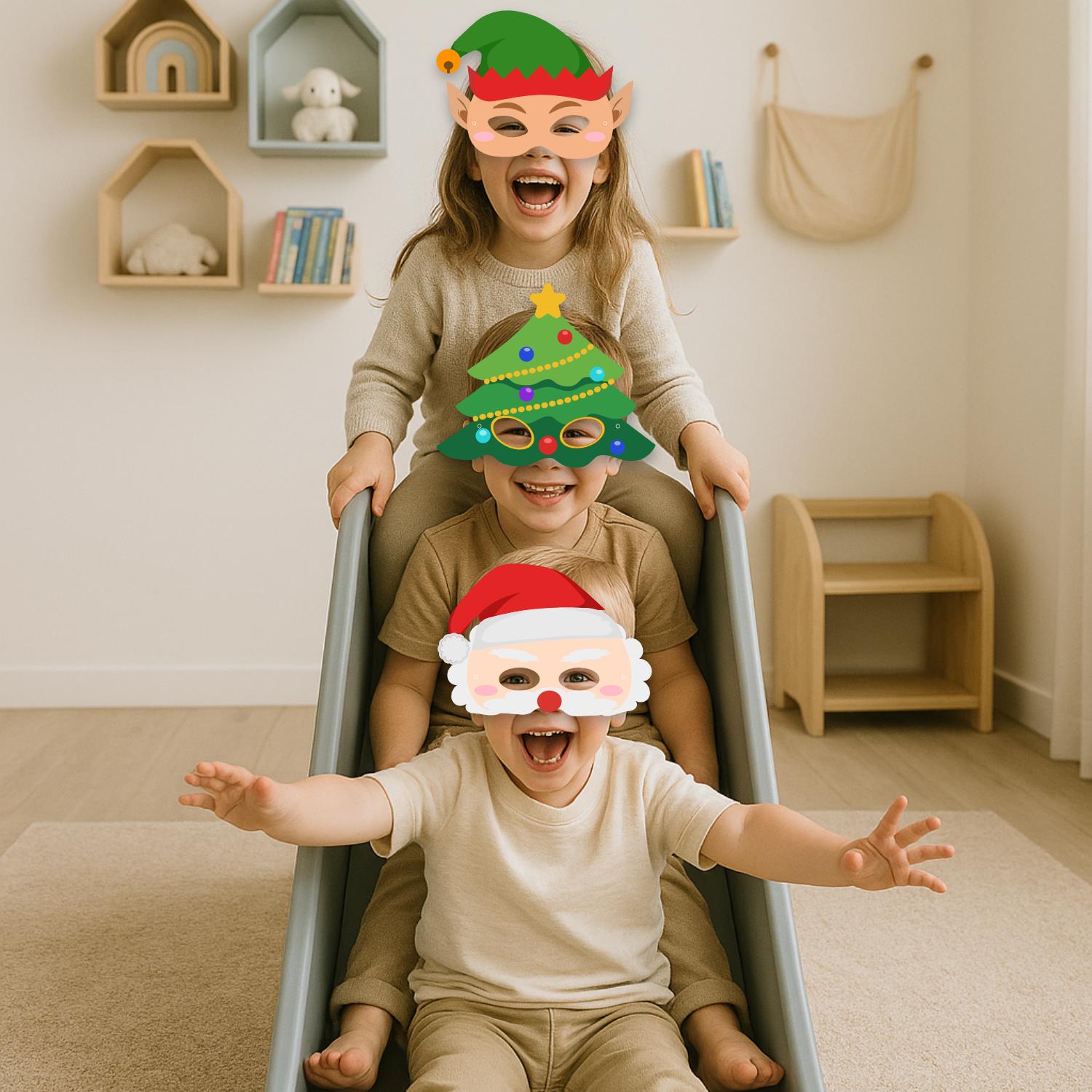 Christmas Mask Bundle – 20 Printable PDF | Coloring & Colored Christmas ...