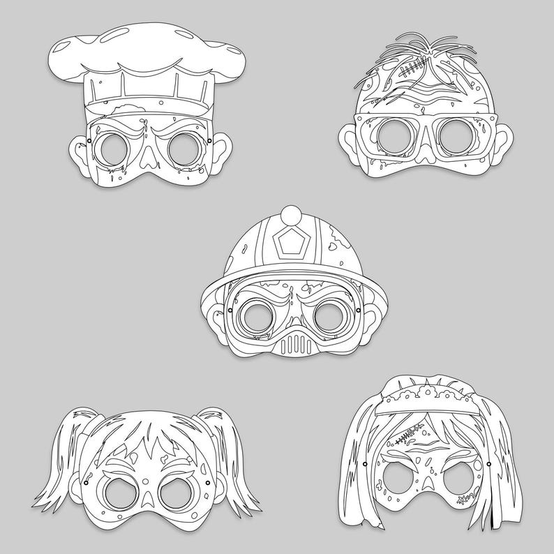 DIY Zombie Mask Coloring Pages: Printable Craft Activity (PDF Download ...