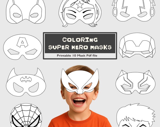 Superhero Printable Coloring Masks, Superhero Mask, Hero Mask, Villain ...