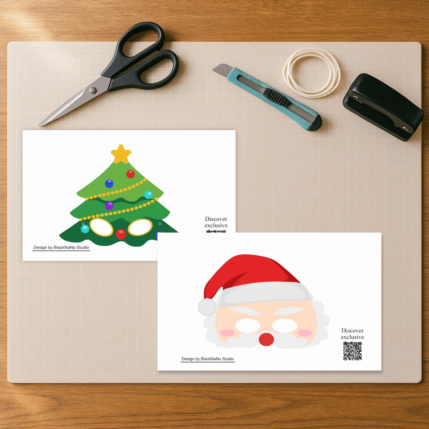 Christmas Mask Bundle – 20 Printable PDF | Coloring & Colored Christmas ...
