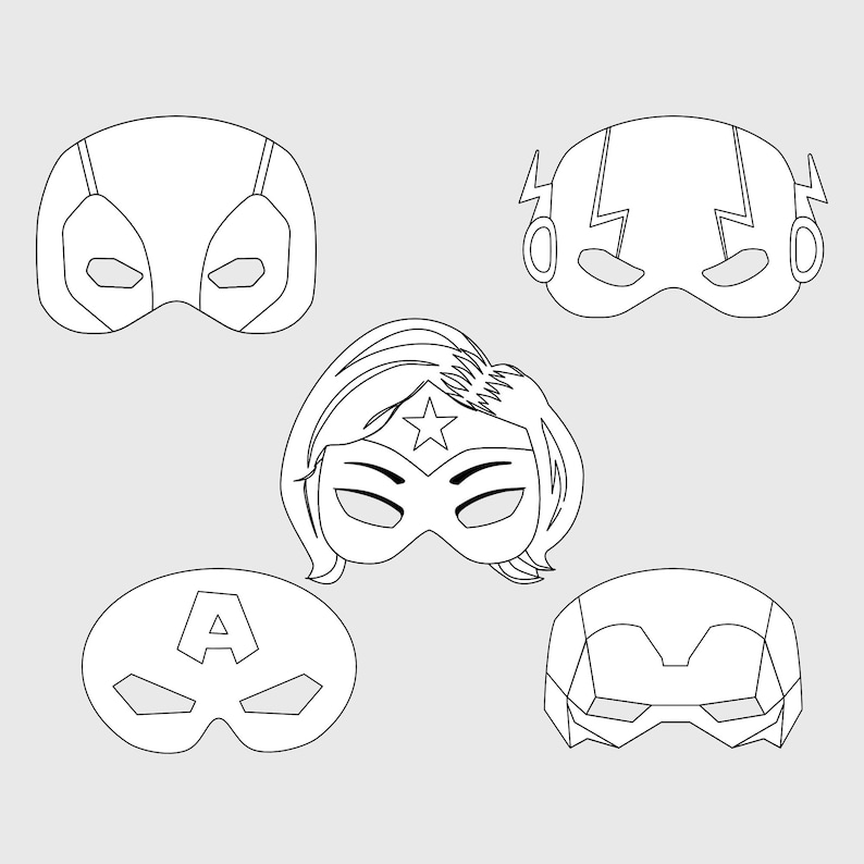 Superhero Mask Coloring Pages | Printable Craft Activity (PDF Download ...