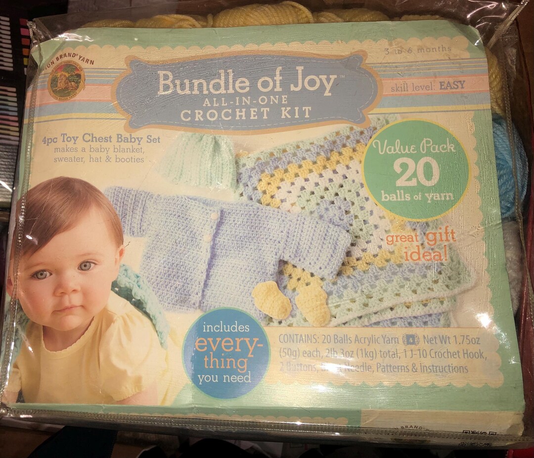 BUNDLE OF JOY All In- One Crochet Kit by Lion Brand.**** Only Blue Kit ...