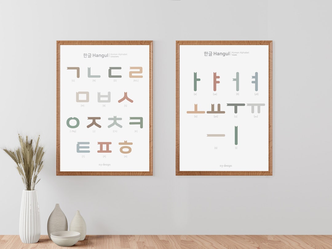 Set of 2 Korean Hangul Poster A3 Size Korean Living Room Poster Print ...