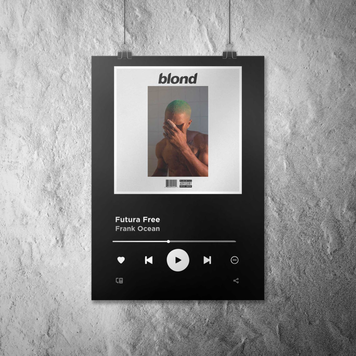 Frank Ocean Blonde Canvas Poster Apple Music or Spotify | Etsy