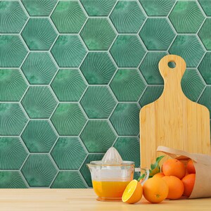 Honeycomb Shamrock Green Kitchen Decor Peel and Stick Backsplash Tiles ...