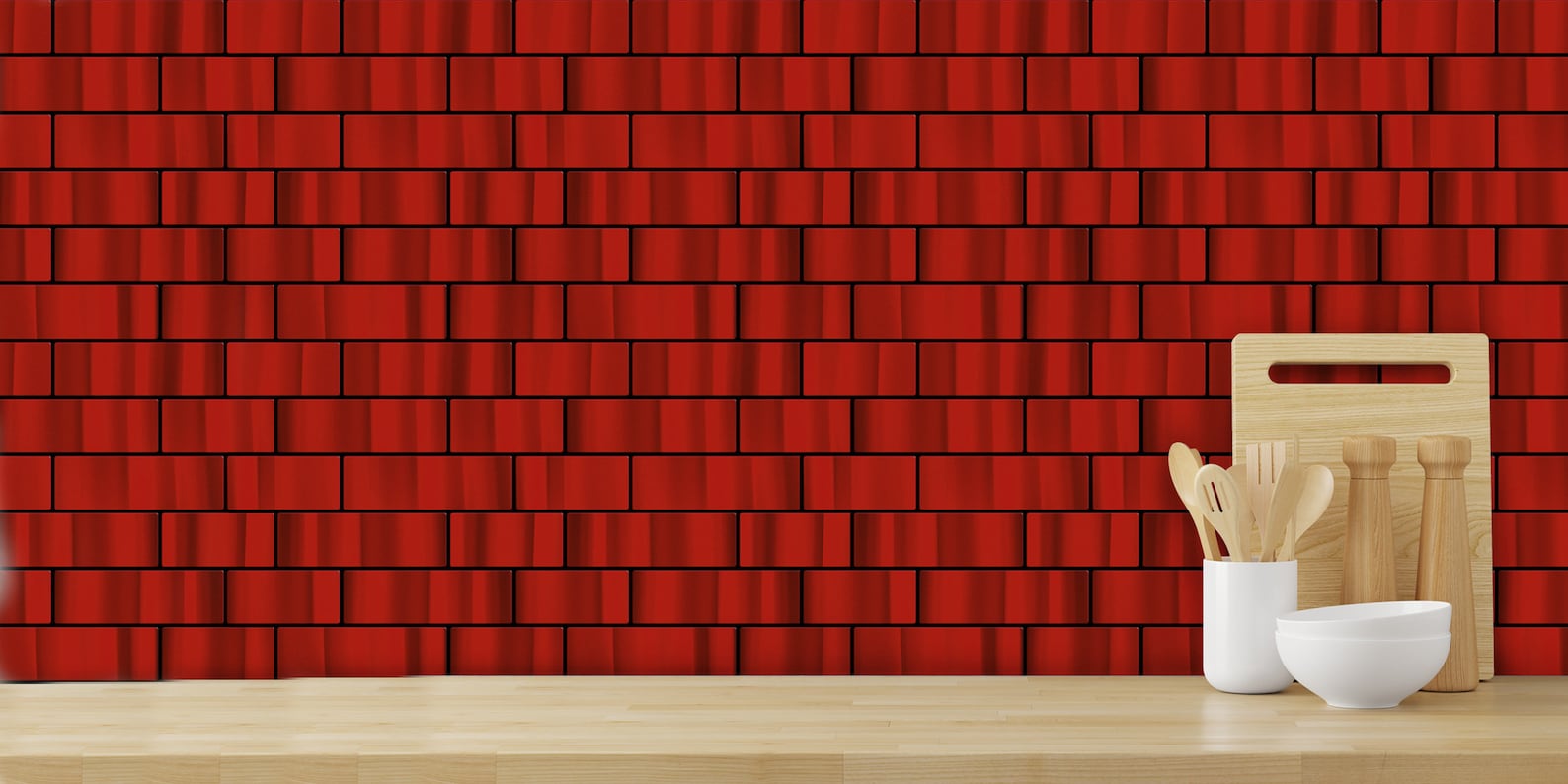 Red Kitchen Backsplash Subway Vinyl Tile Peel & Stick - Etsy