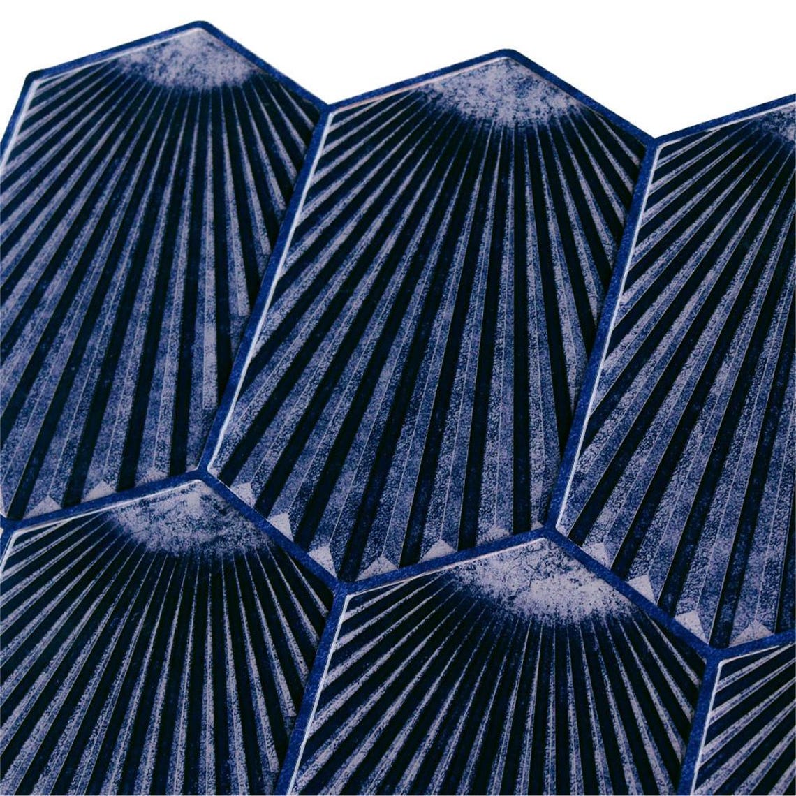 Art Deco Peel and Stick Backsplash Tile: Catalina Blue Honeycomb Wall ...