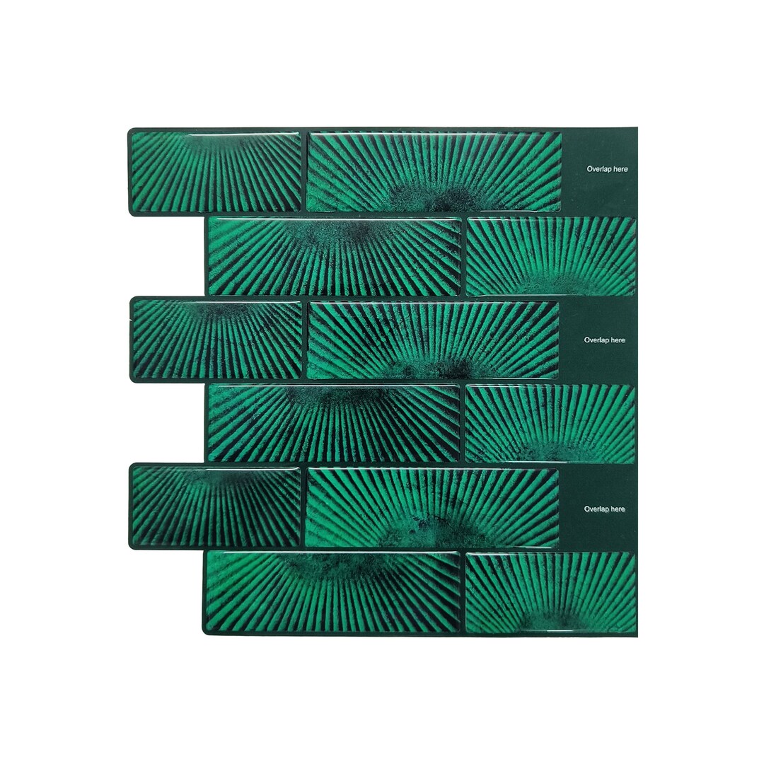 Emerald Green 3D Emboss Peel and Stick Wall Tile | Kitchen Backsplash ...