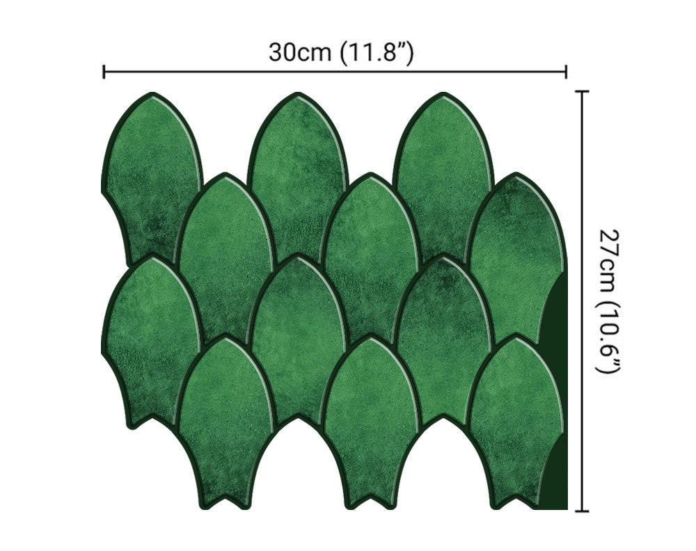 Mosaicowall Green Long Fish Scale Peel and Stick Wall Tile - Etsy