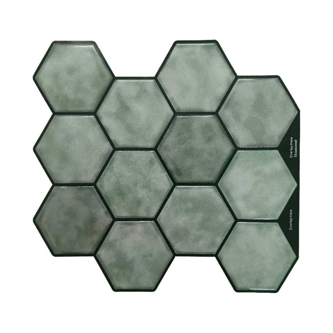 Green Hexagon Peel and Stick Wall Tile Kitchen Backsplash Tiles Self ...