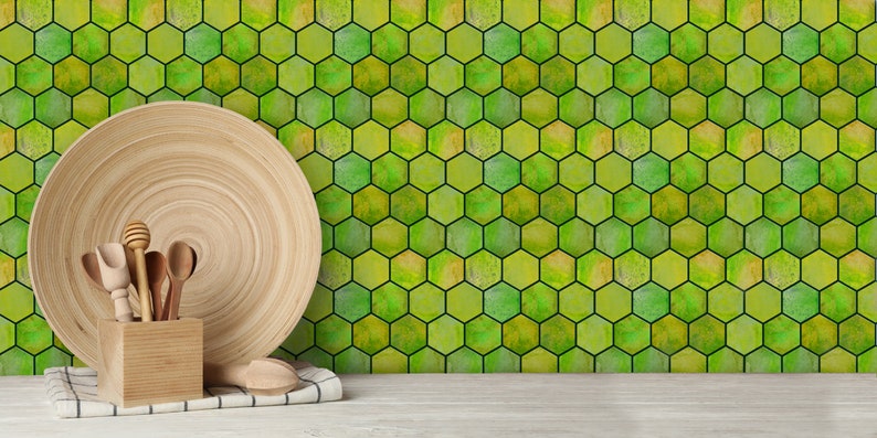 Green Hexagon Peel and Stick Wall Tile Kitchen Backsplash - Etsy