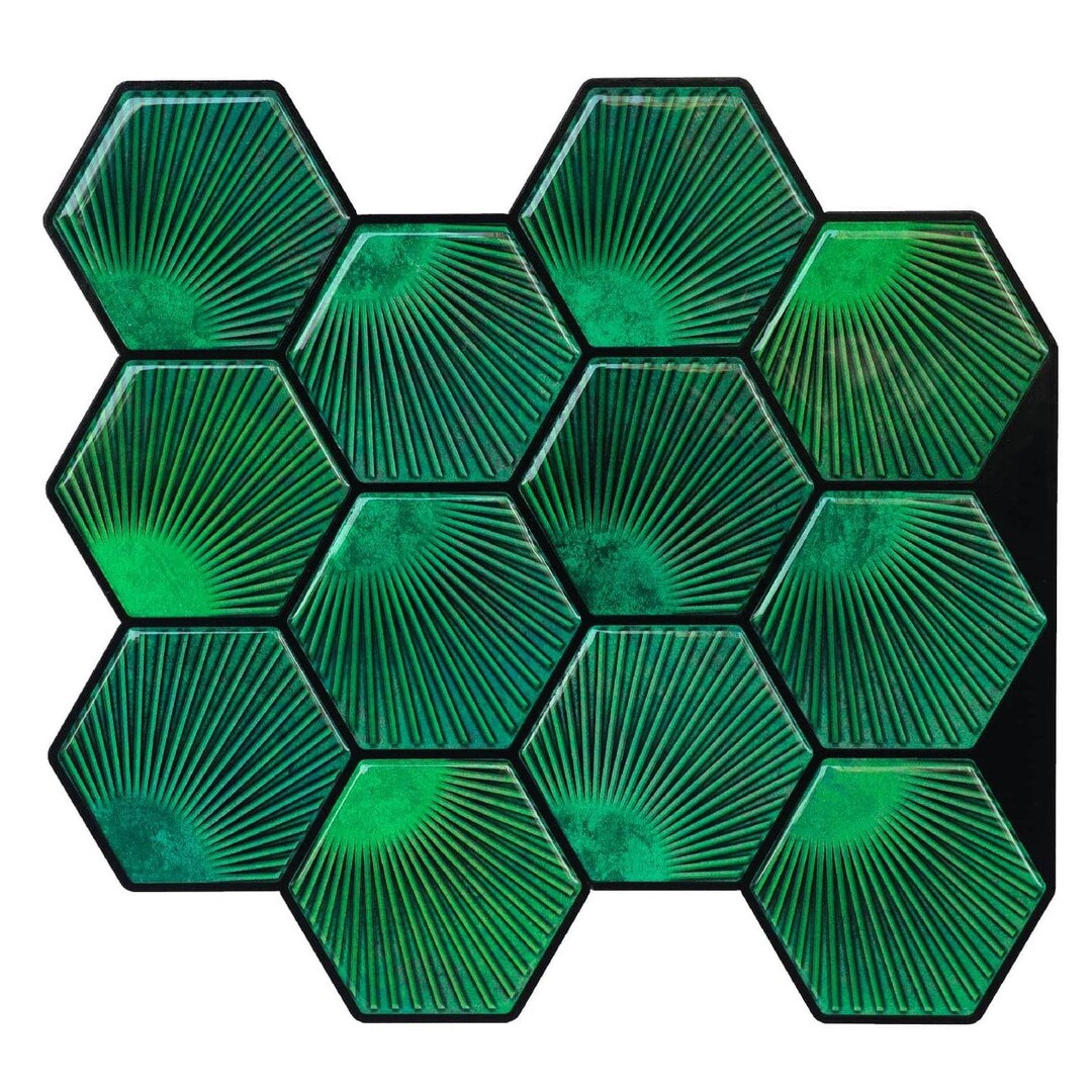 MOSAICOWALL Sunburst Emerald Green Peel and Stick Backsplash Self ...