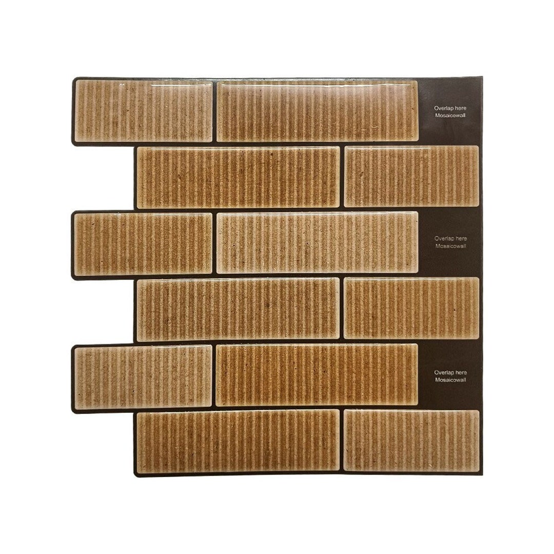 Orange Fluted Peel and Stick Backsplash Subway Self Adhesive 3D PU Wall ...