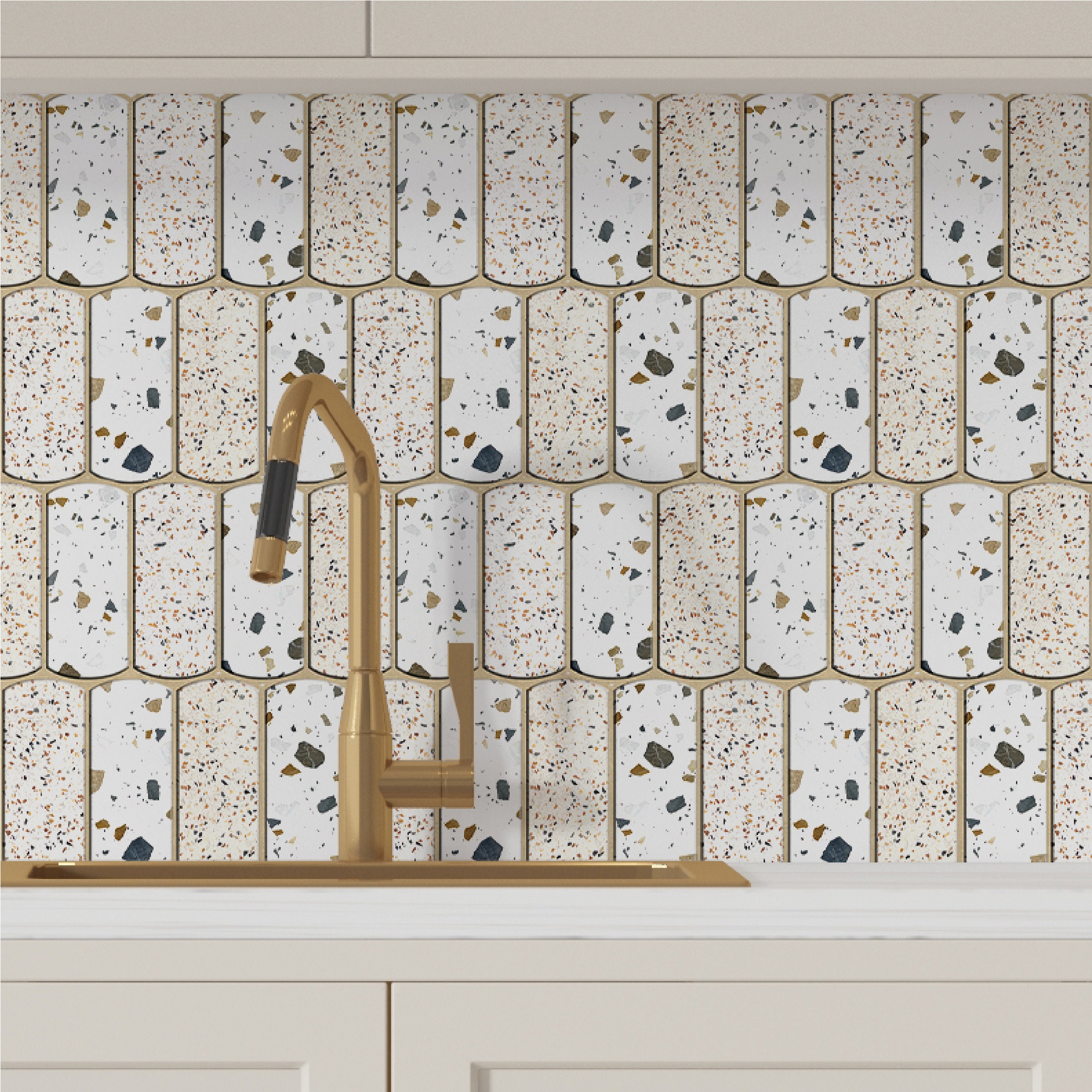 Beige Terrazzo Peel and Stick Wall Tile: 3D Kitchen Backsplash - Etsy