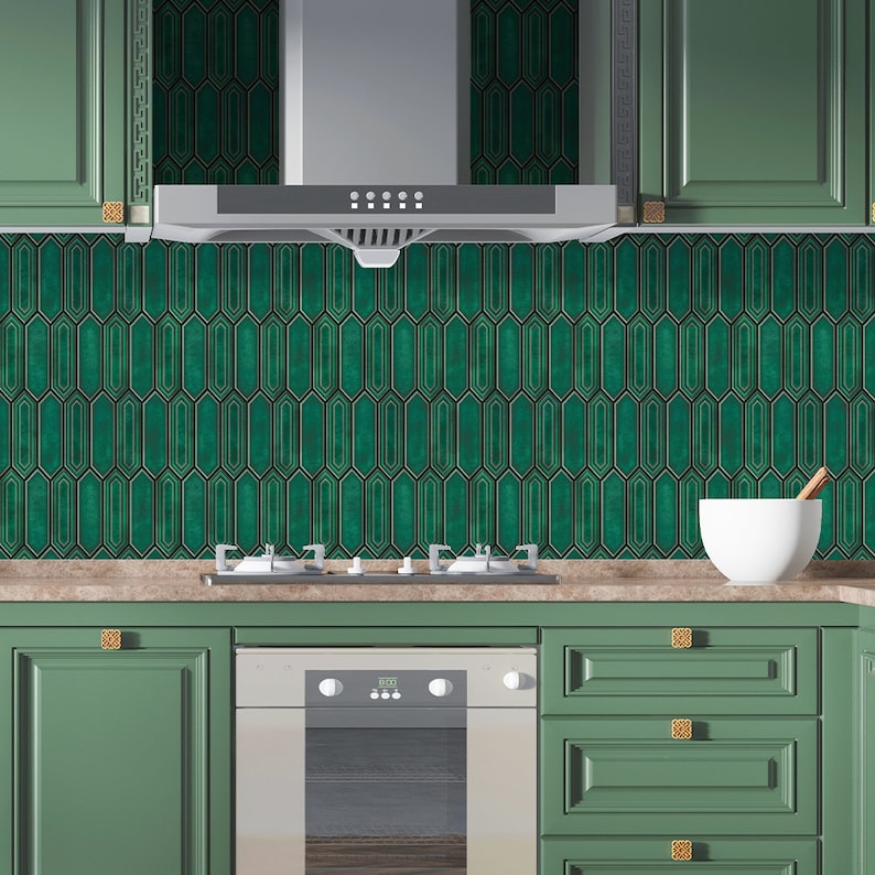 Forest Green Peel and Stick Wall Tile Kitchen Backsplash - Etsy