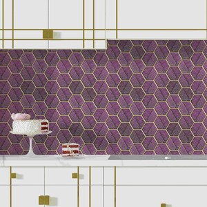 Purple Hexagon Peel and Stick Wall Tile: Kitchen Backsplash Decor - Etsy