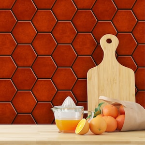 Red Peel and Stick Wall Tile Kitchen Backsplash Tiles Self Adhesive ...