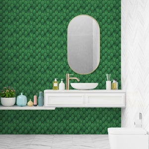 Mosaicowall Green Long Fish Scale Peel and Stick Wall Tile - Etsy