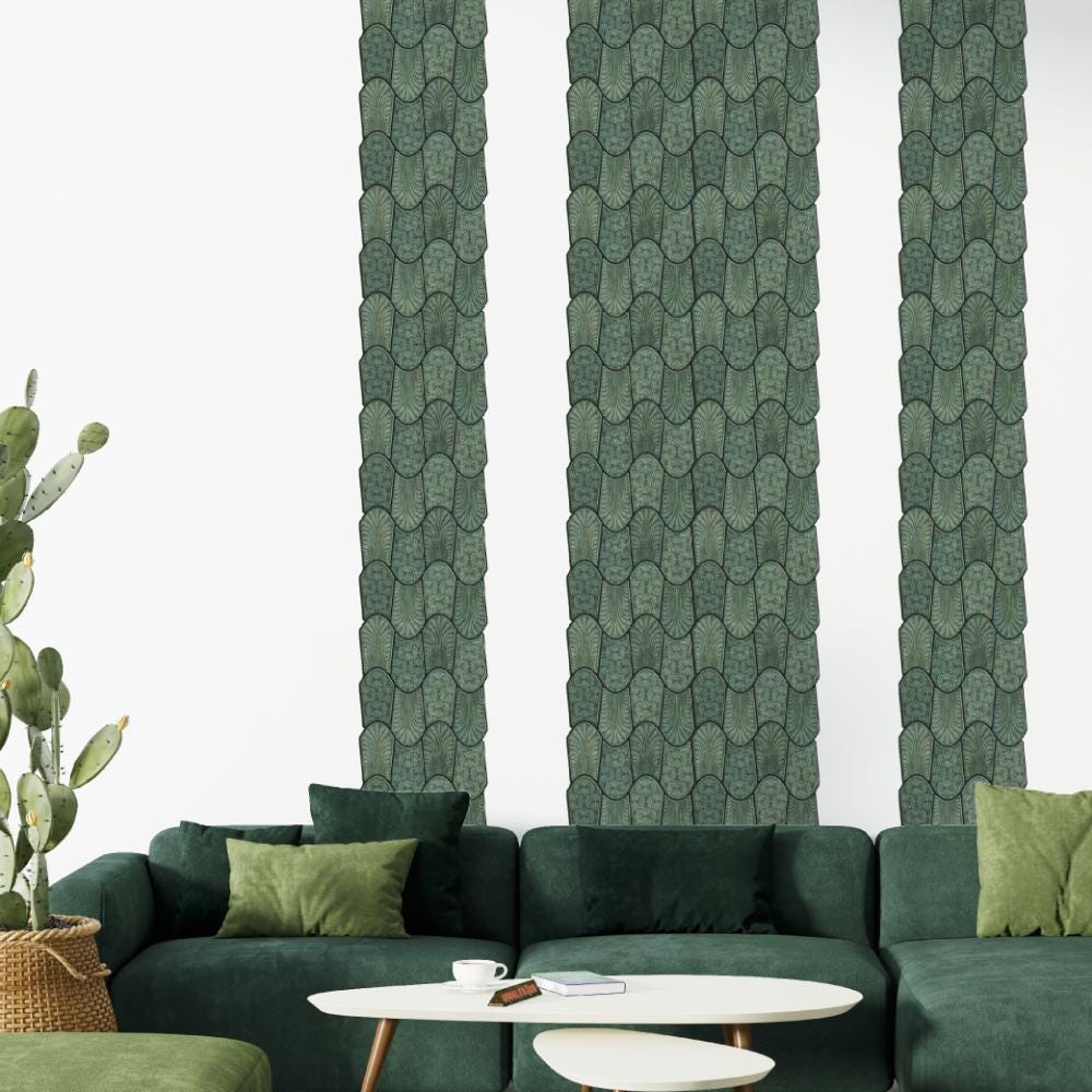 Wavy Green Peel and Stick Wall Tile: Kitchen Backsplash, Waterproof - Etsy