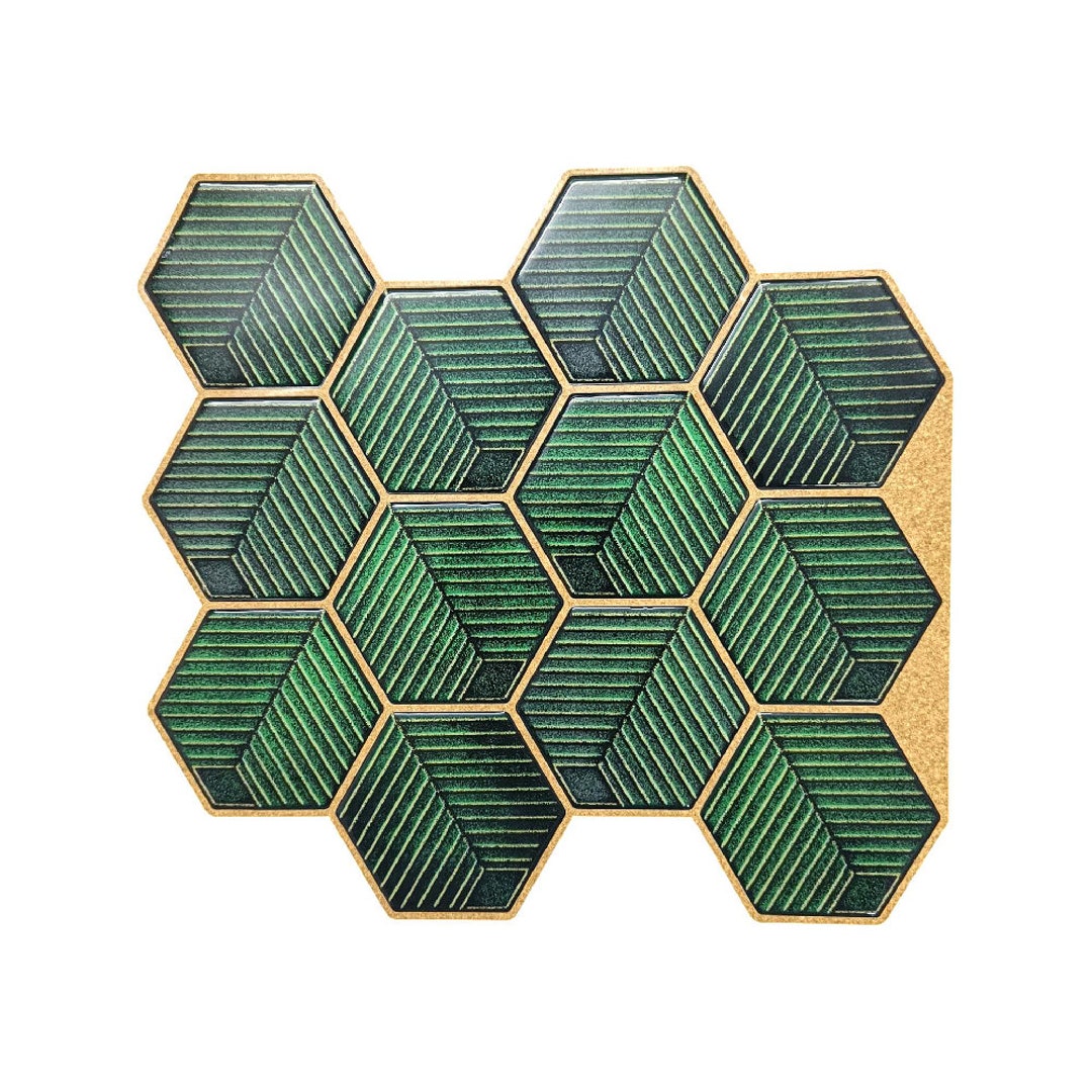 Green Geometric Honeycomb Kitchen Décor Peel and Stick Backsplash Tiles ...