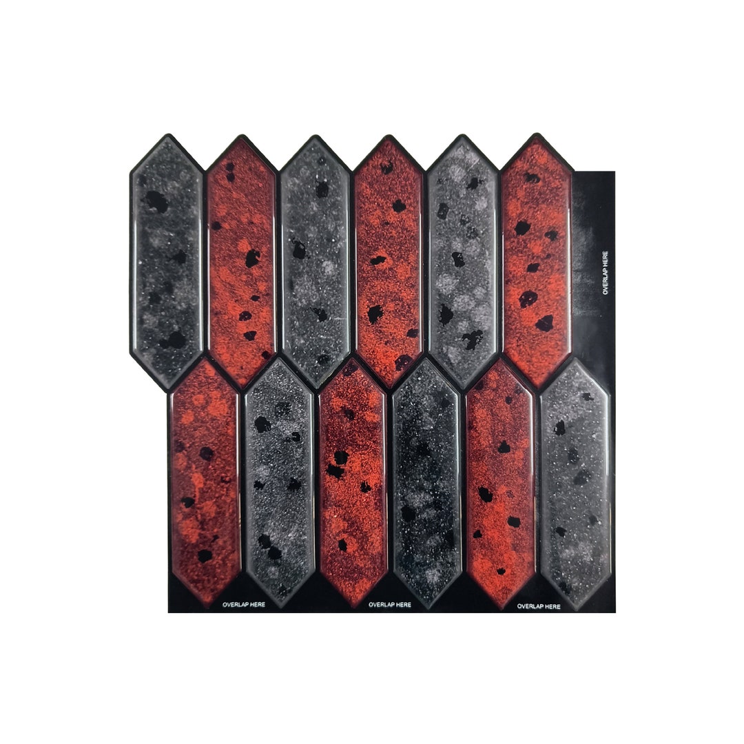 Terrazzo Red Peel and Stick Wall Tile Kitchen Backsplash Tiles Self ...
