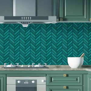 Teal Blue Peel and Stick Wall Tile Kitchen Backsplash Tiles Self ...