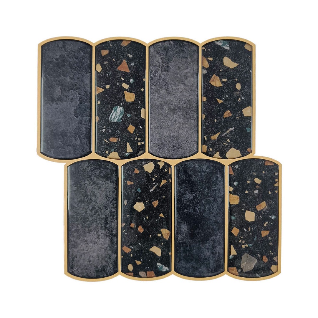 Classic Black Terrazzo Peel and Stick Wall Tile Kitchen Backsplash ...