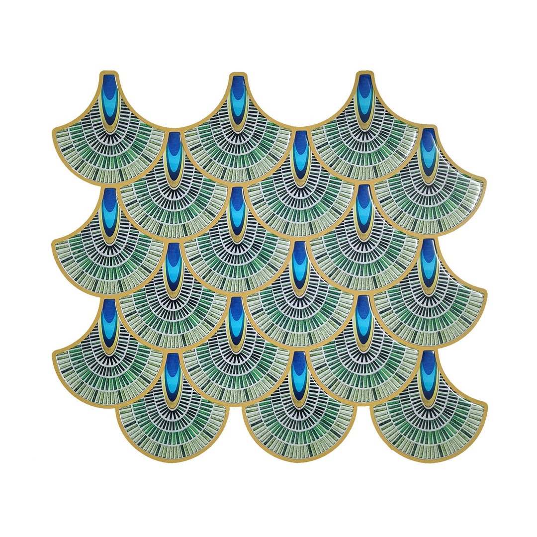 Peacock Peel and Stick Wall Tile Green Kitchen Backsplash Tiles Self ...