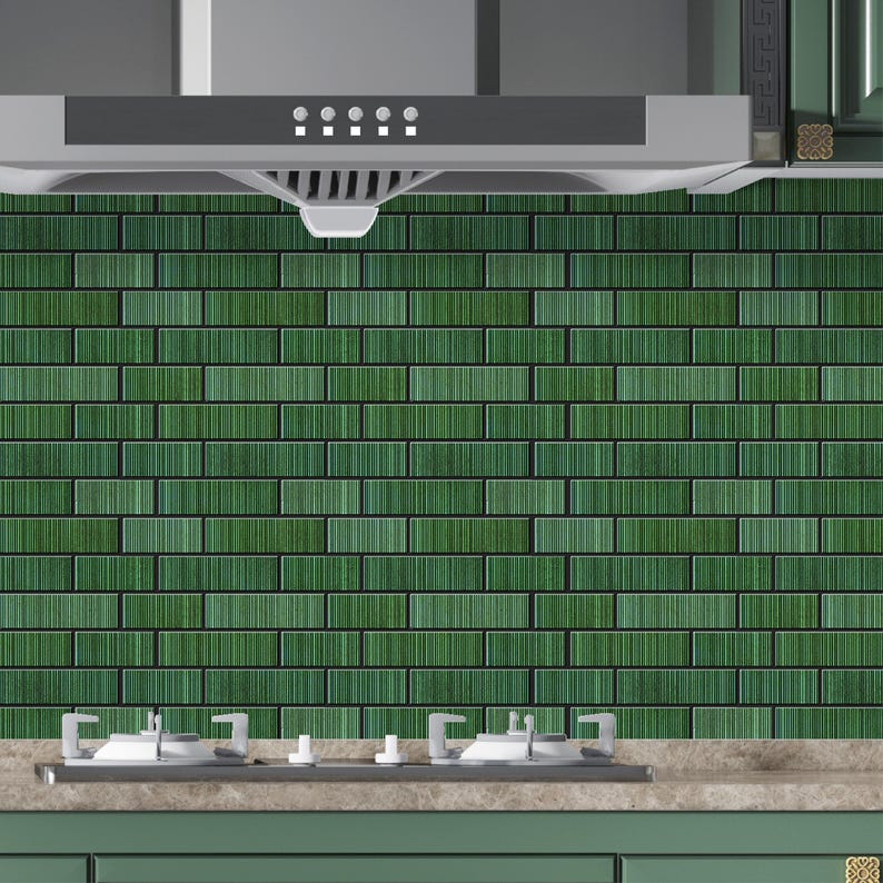 Emerald Green Fluted 3D Peel and Stick Backsplash Tiles - Etsy