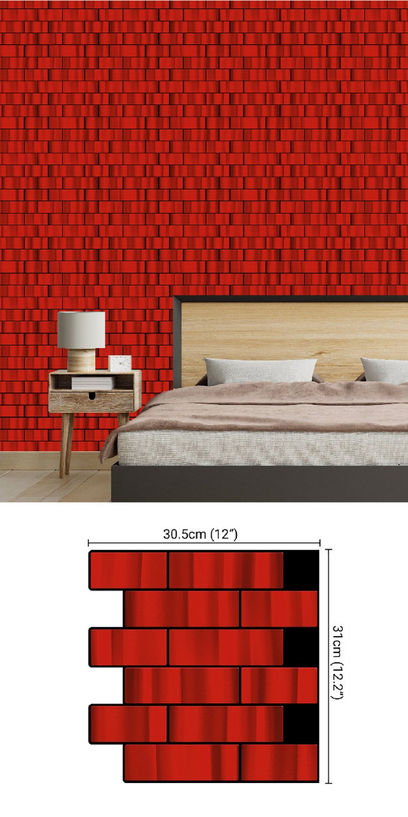 Red Kitchen Backsplash Subway Vinyl Tile Peel & Stick - Etsy