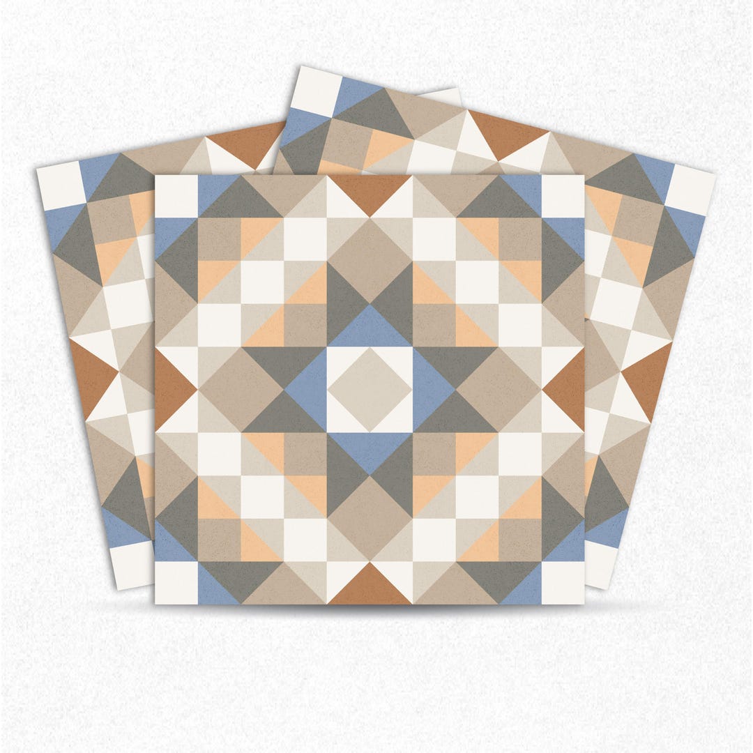 Geometric Floor Tile Stickers: Multi Color Vinyl Decal - Etsy