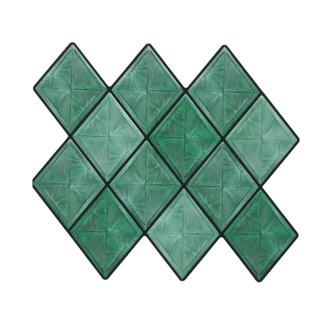 Forest Green Diamond Peel & Stick Wall Tiles: DIY Backsplash ...