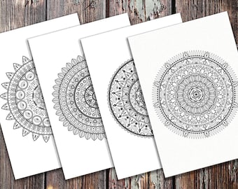 Printable Feather Mandala Doodle Art A5 Wall Art Drawing for - Etsy