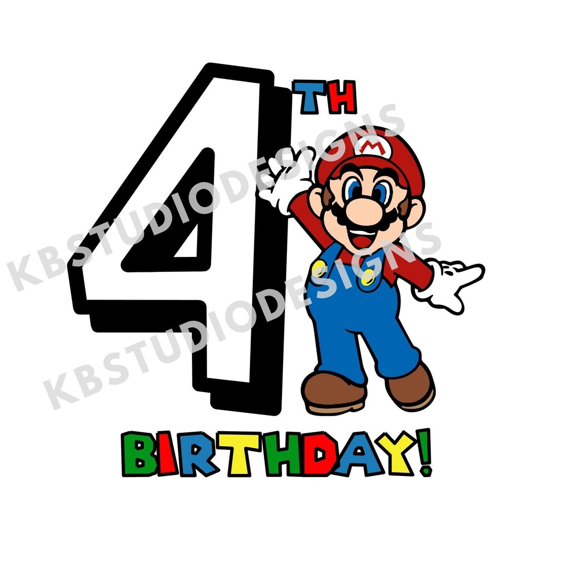 Super Mario 4th Birthday SVG PNG Jpg Birthday Svg Cricut - Etsy UK