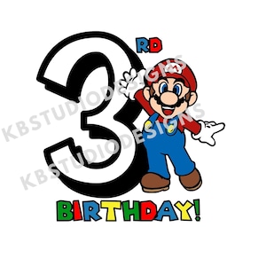 Super Mario 3rd Birthday SVG, PNG, Jpg, Birthday Svg, Cricut ...