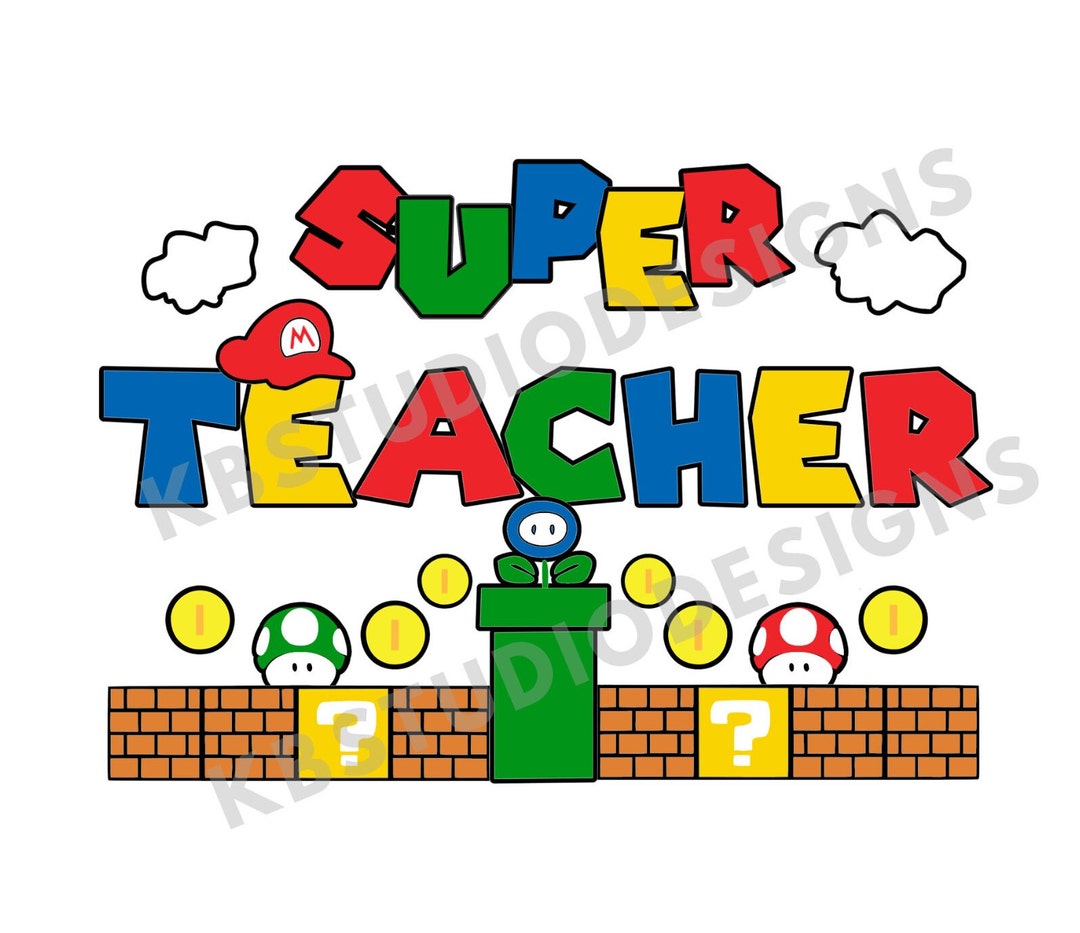 Super Mario Teacher SVG PNG jpg, cricut, cameo de silueta, impresión ...