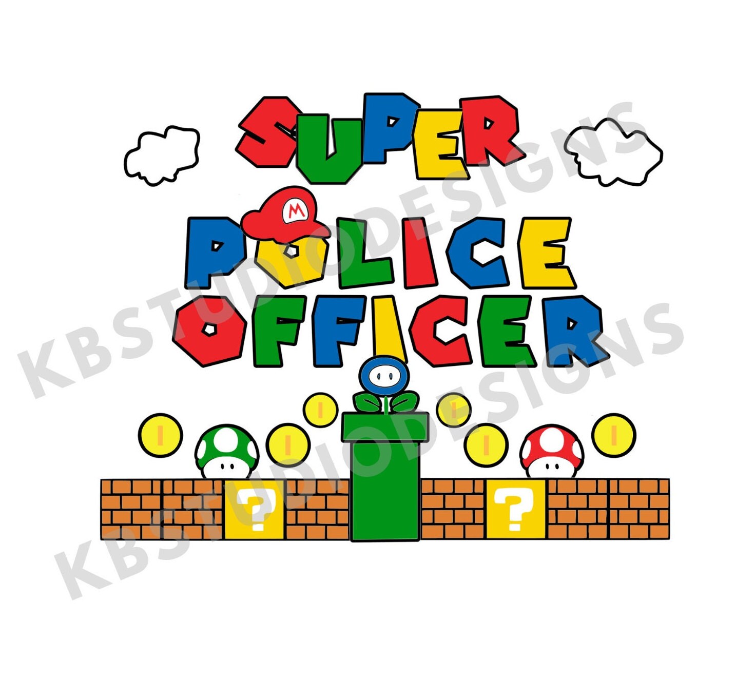 Super Mario Police Officer SVG PNG Jpg Cricut Silhouette - Etsy