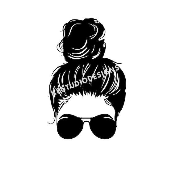 Messy Bun With Glasses Svg Png Cricut Silhouette Etsy