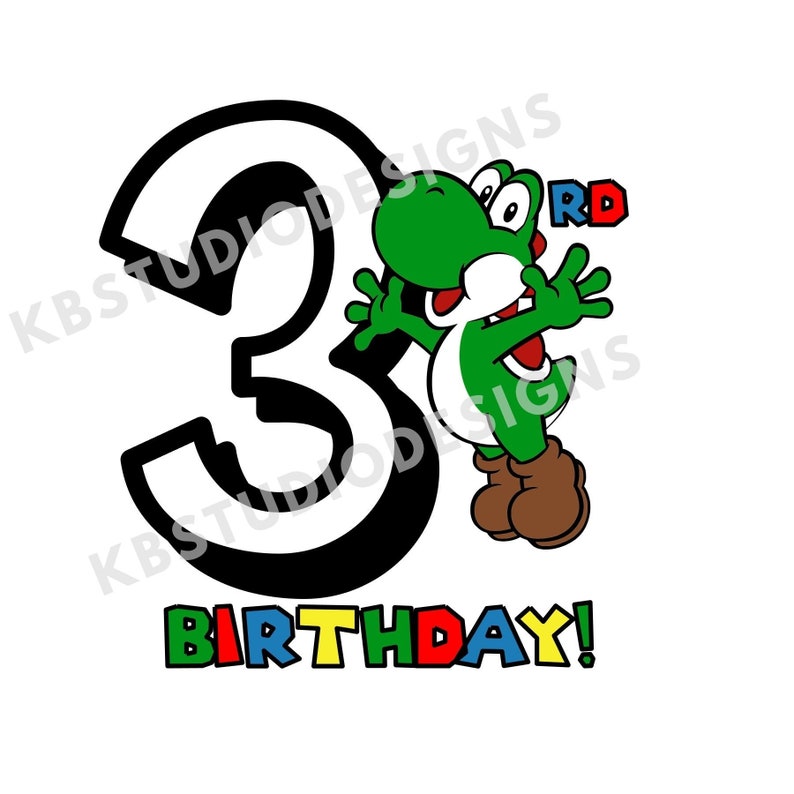 Yoshi 3rd Birthday SVG PNG Jpg Yoshi Svg Cricut - Etsy