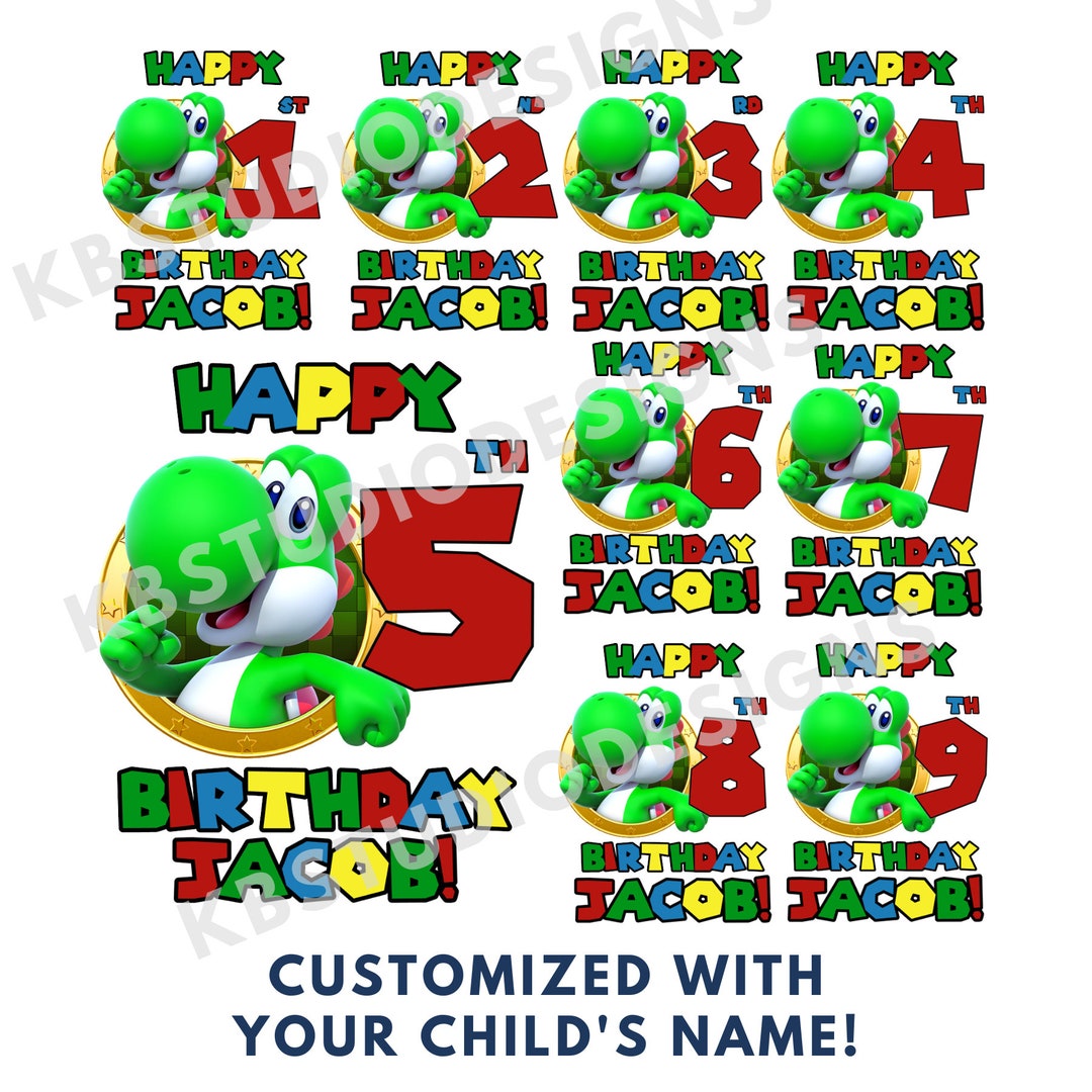 Personalized Super Mario Yoshi Birthday PNG JPG personalized Birthday ...