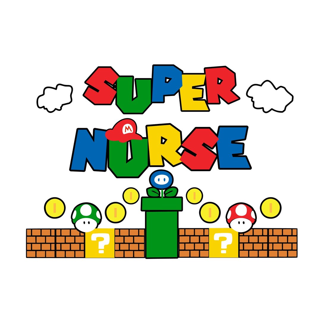 Super Mario Nurse SVG PNG Jpg, Cricut, Silhouette Cameo, Print ...