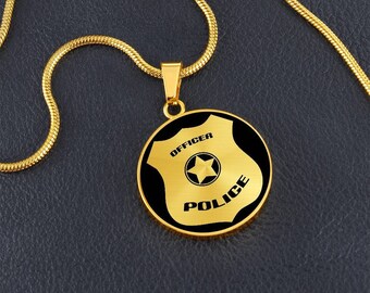 Silver Police Badge Necklace Sterling Silver Police Badge Charm on a ...