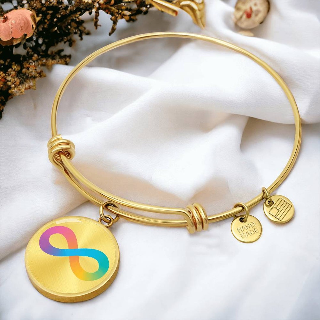 Neurodiversity Infinity Symbol Bangle Bracelet: Gold Finish - Etsy