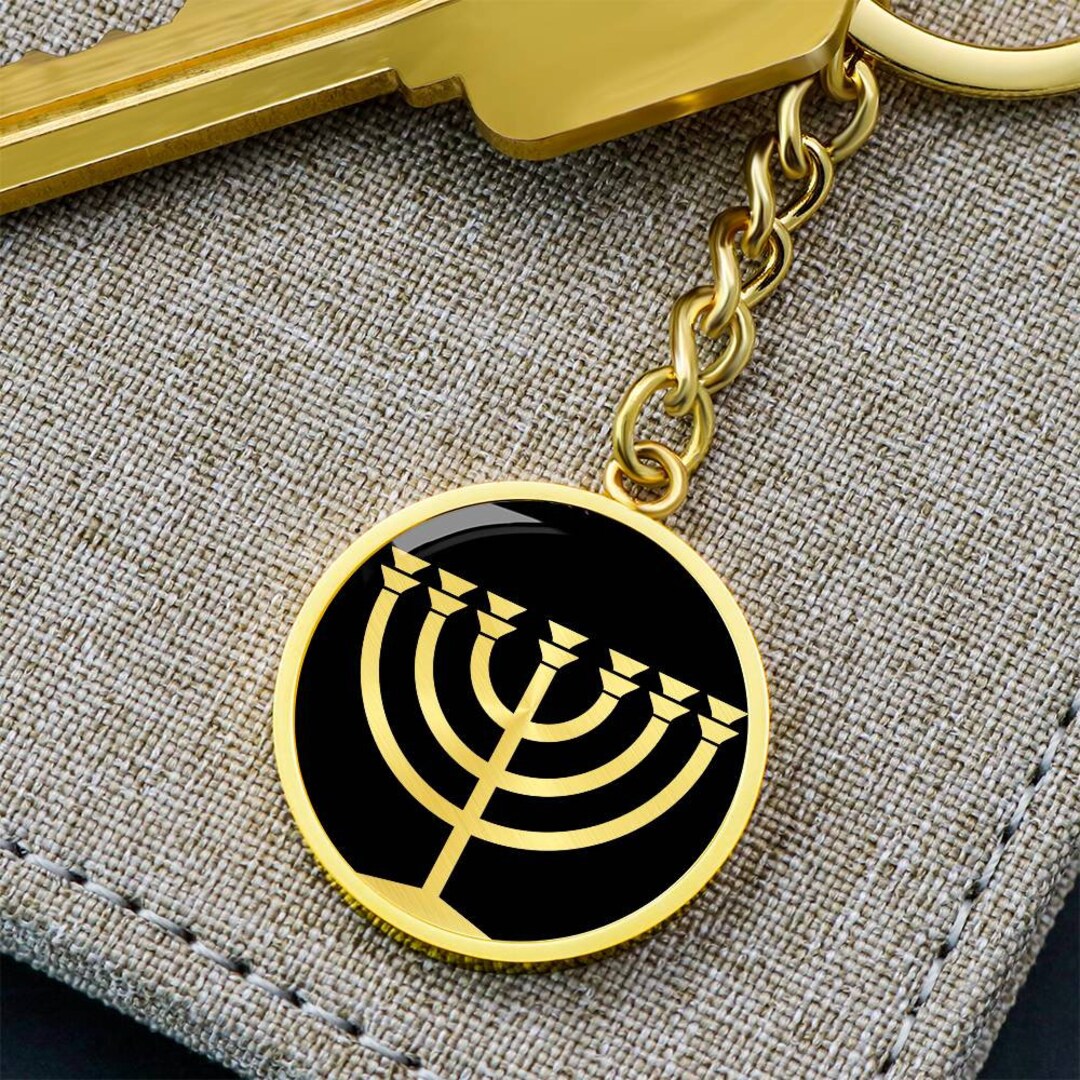 Menorah Keychain: 18k Gold Finish, Surgical Steel - Etsy