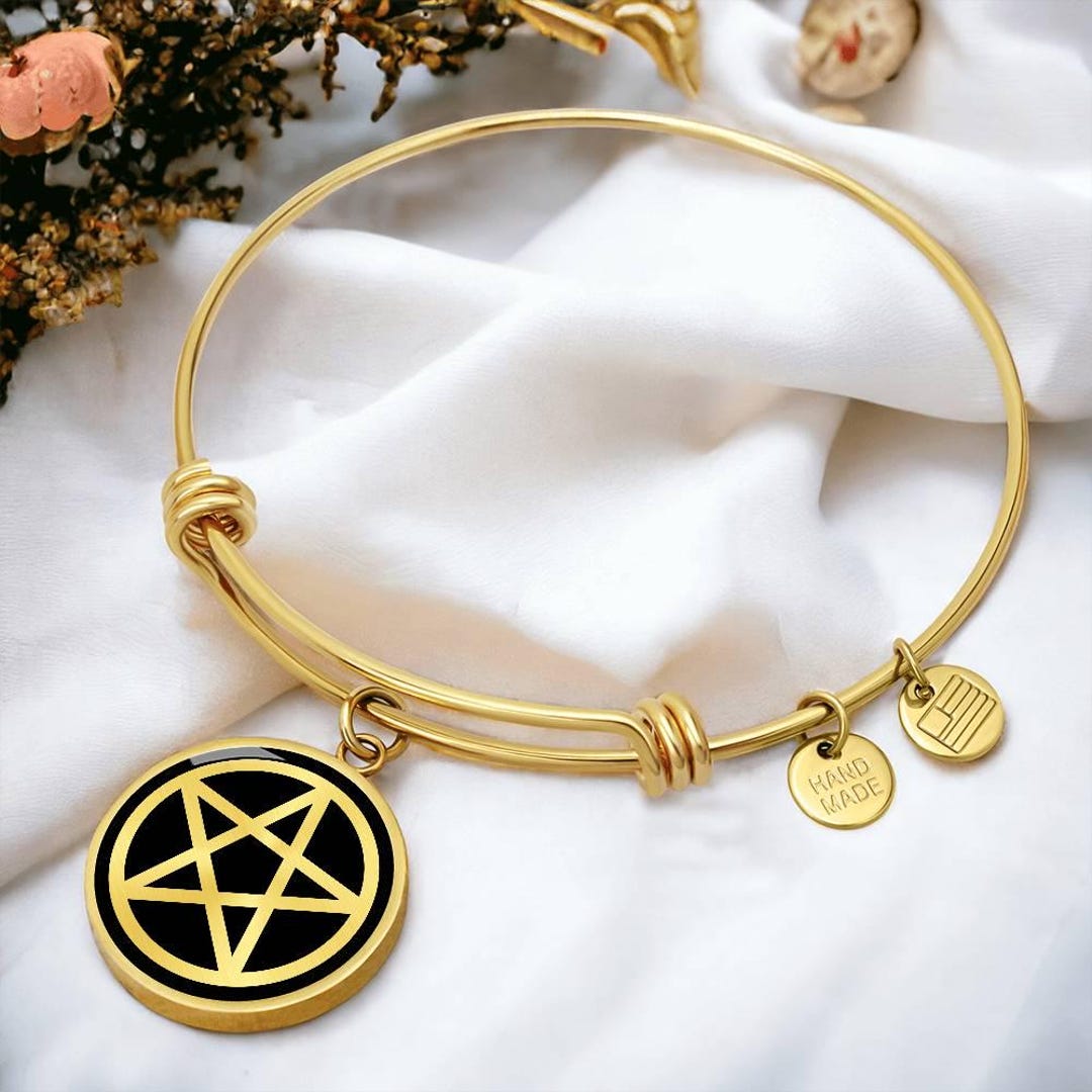 Pentacle Bangle Bracelet: 18k Gold Finish, Surgical Steel - Etsy