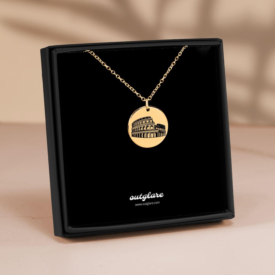Colosseum Necklace: Engraved 18k Gold Plated Stainless Steel - Etsy